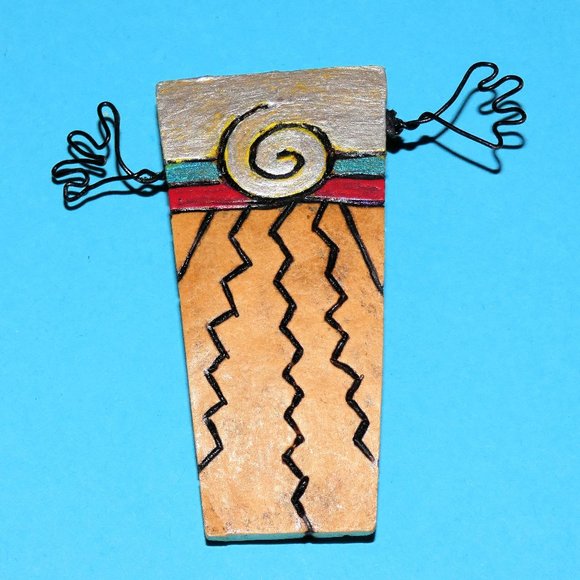 Jewelry | Vintage Tribal Brooch Pin Handmade Painted Wire Arms Aztec ...